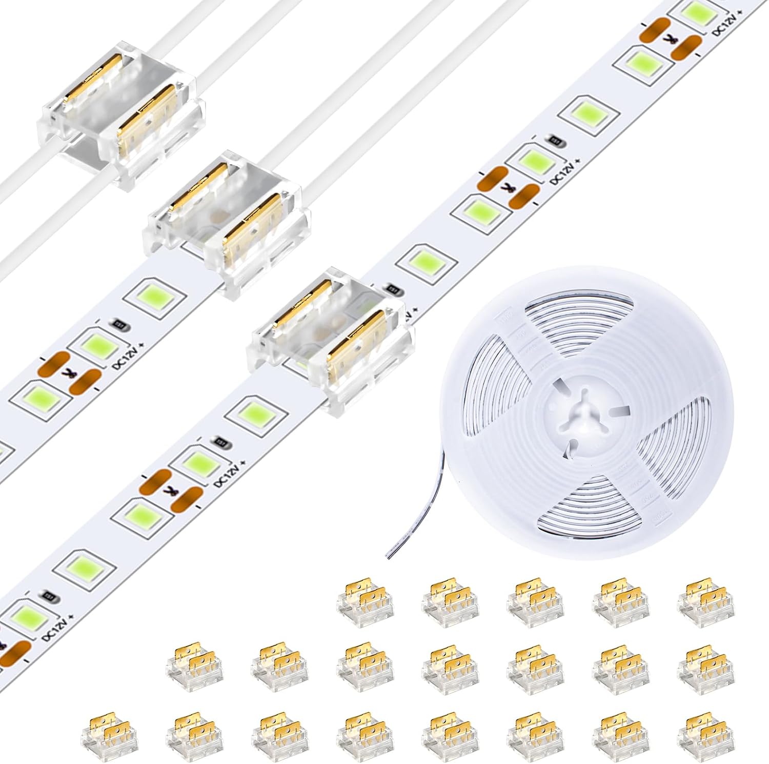 RGBZONE 20pcs 2 Pin 8mm LED Strip Connector Kit 2-Pin LED Strip ...