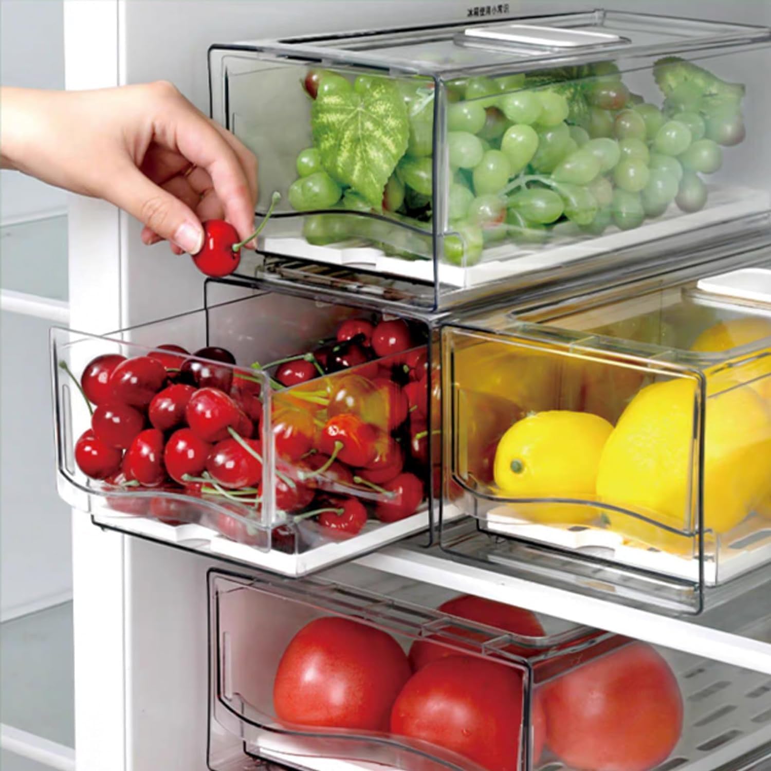 Amazon.com: Four Pack Fridge Fruit Storage Container - Set of Four ...