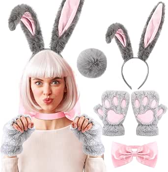 Amazon.com: Mumucove Women Bunny Costume Accessories Set Bunny Ears ...