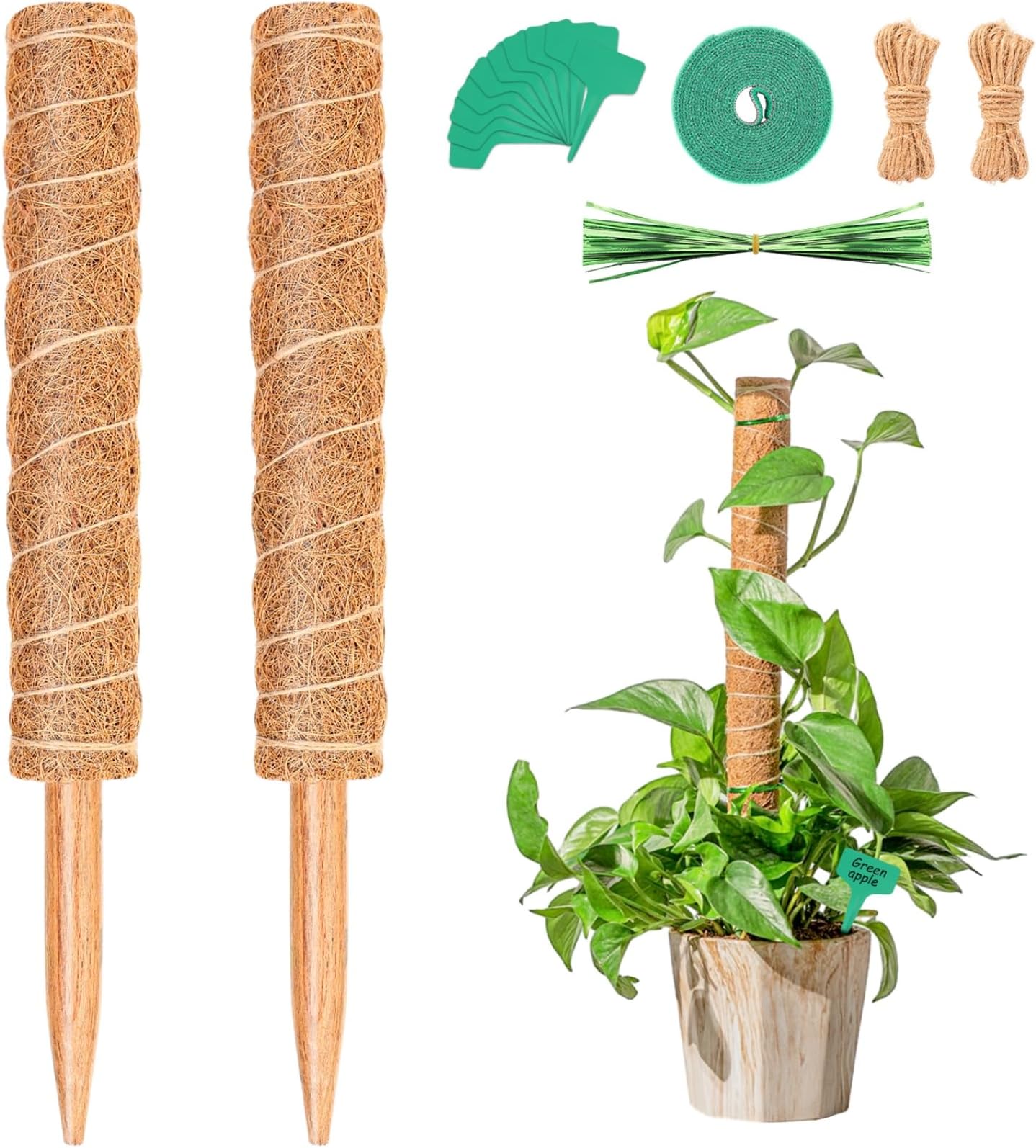 Amazon.com : Moss Pole for Plants, 2 Pack Moss Poles for Climbing ...