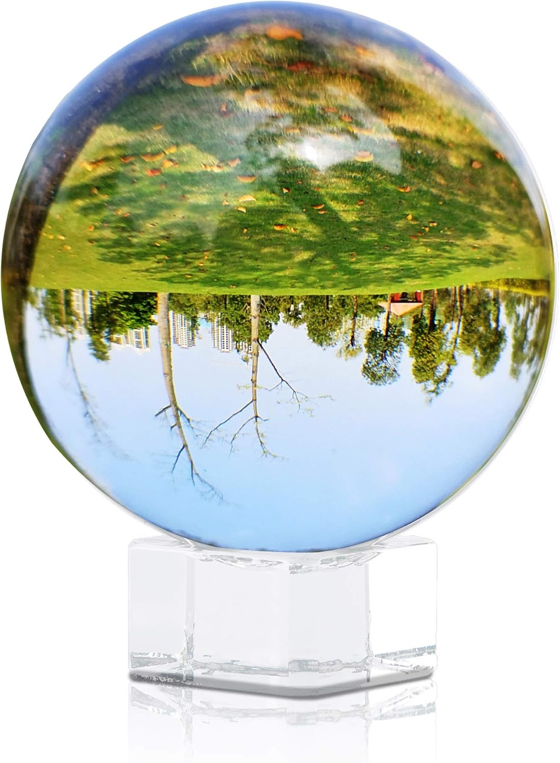 Amazon.de: INTIRILIFE Glaskugel mit Ständer in KRISTALL KLAR 80 mm ...
