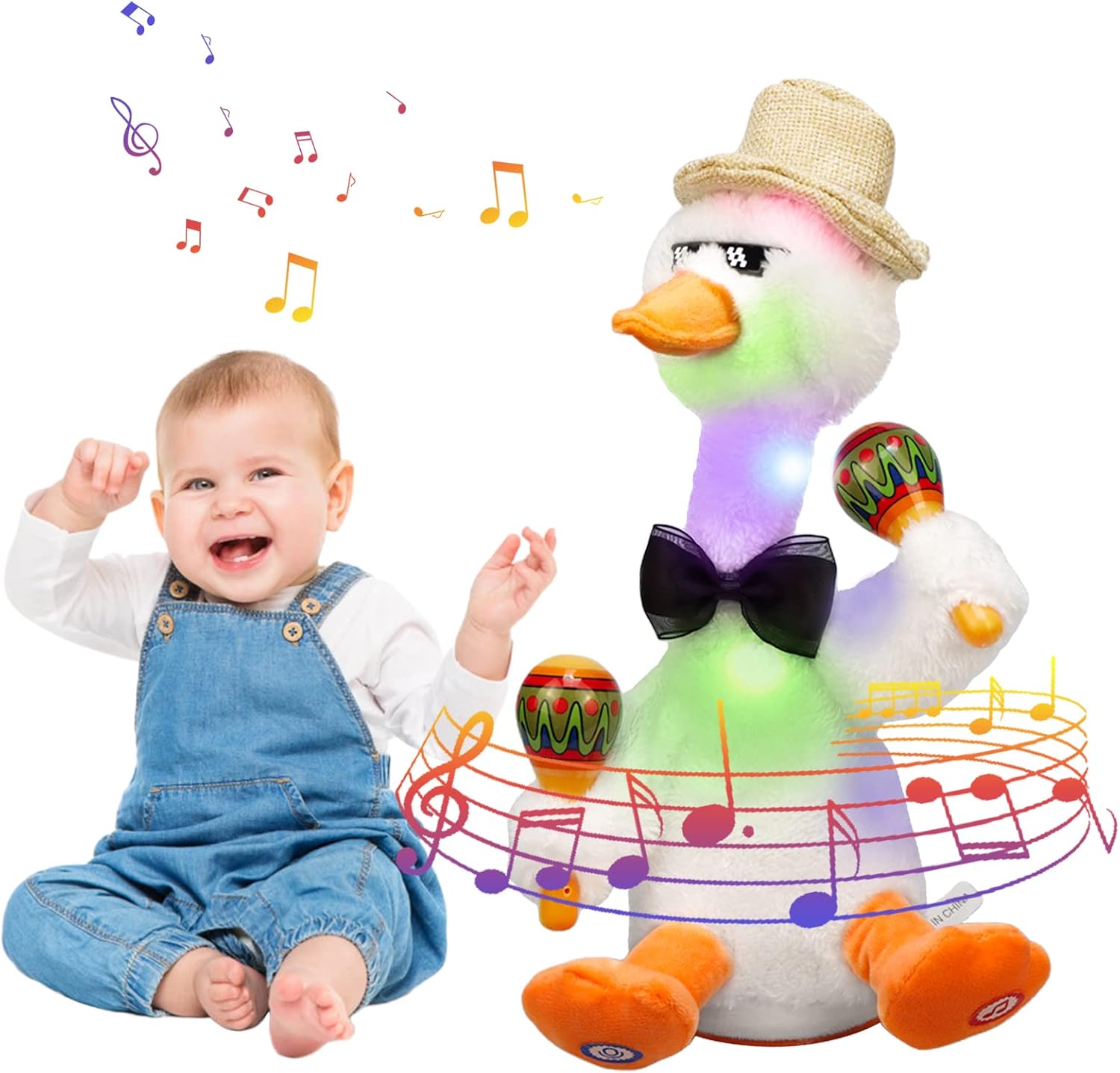 Amazon.com: Emoin Dancing Duck Stuffed Animal Toys for Toddlers 1-3 ...