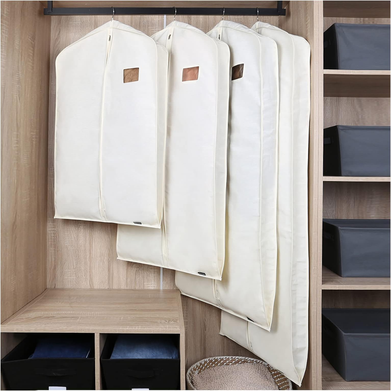 Amazon.com: Laundry bags with zips clothes dust cover hanging coat bag ...