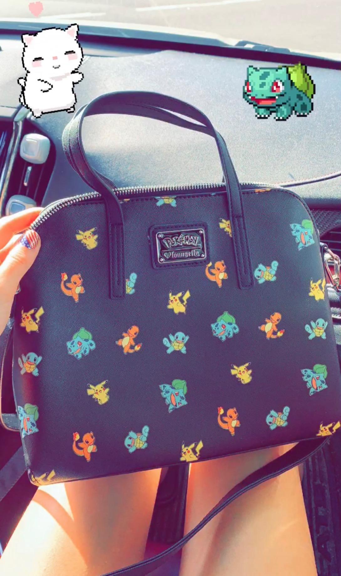 Loungefly Pokemon Starter All Over Print Bag Purse (One Size, Black ...