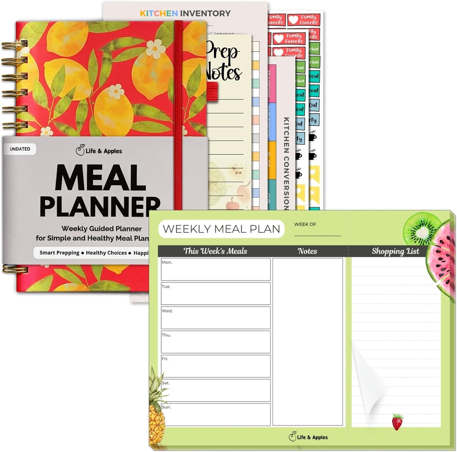 Amazon.com : Life & Apples Meal Planner Bundle: Meal Planning Notebook ...