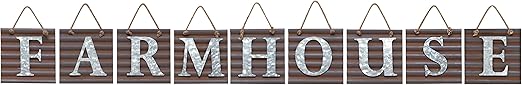 Amazon.com: Barnyard Designs Farmhouse Galvanized Metal Letter Tile ...