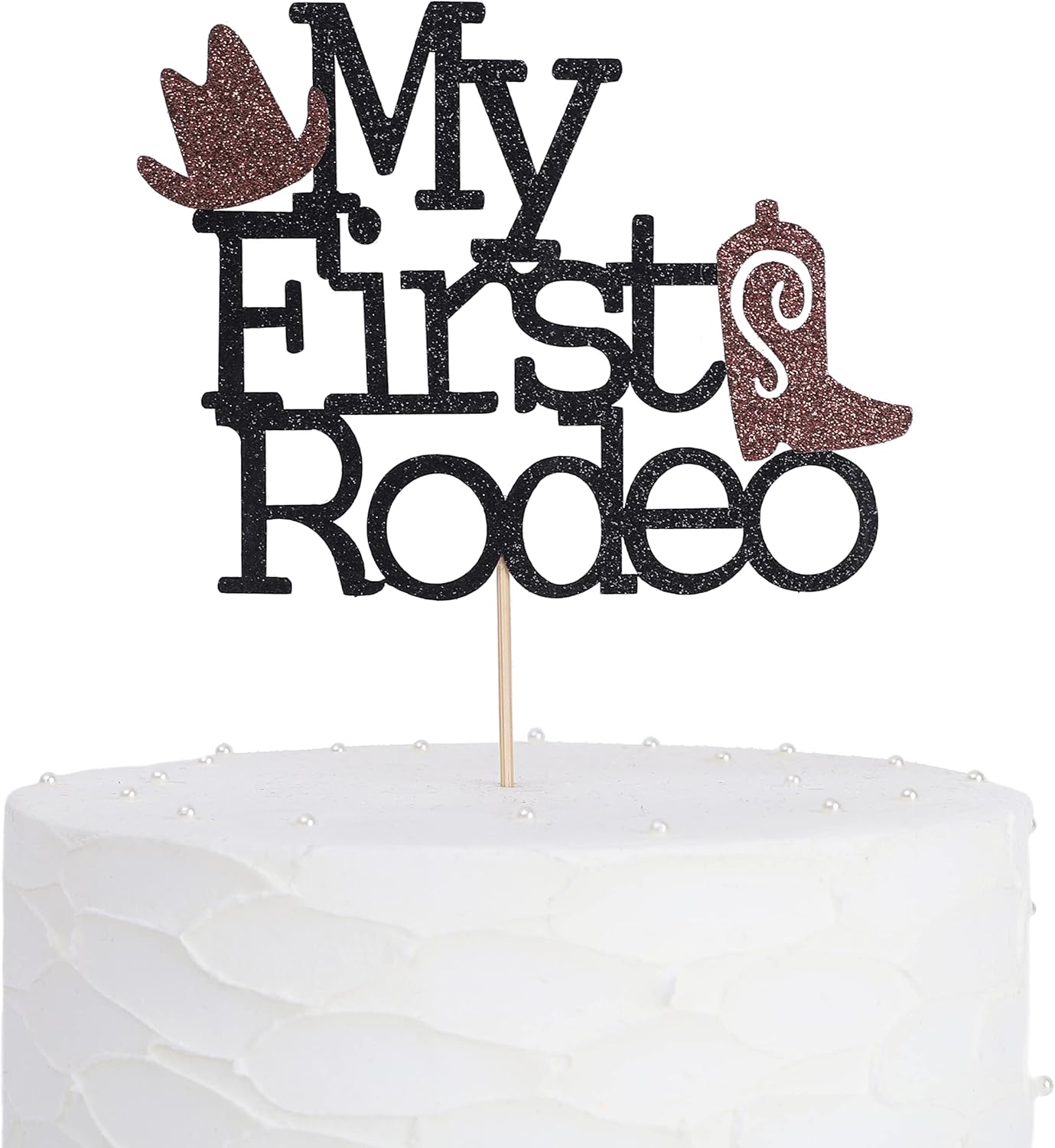Amazon.com: My First Rodeo cake topper - Black Glitter Cake Topper for ...