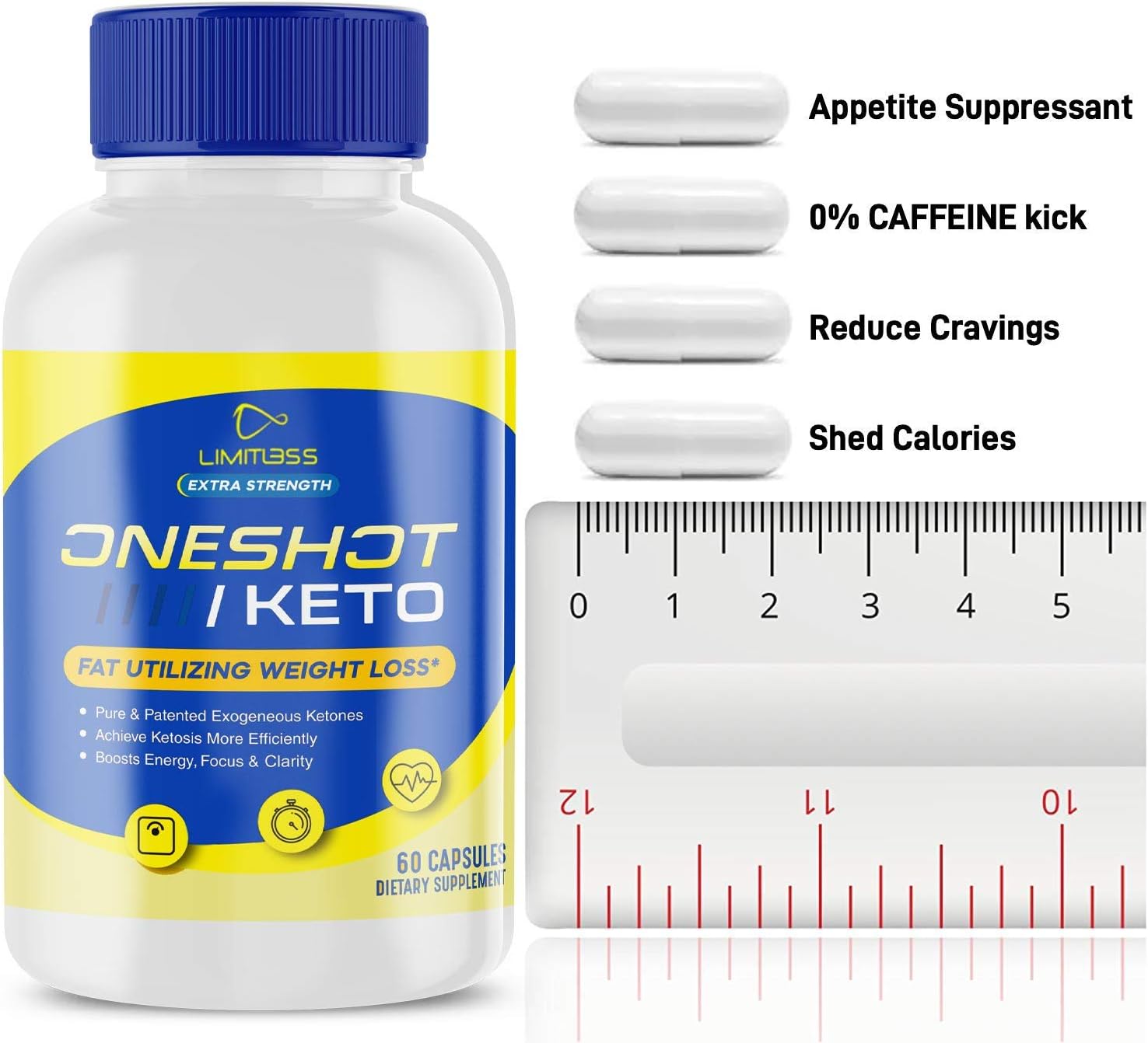 Paquete de 2 píldoras cetogénicas oficiales One Shot Oneshot Keto 1 ...