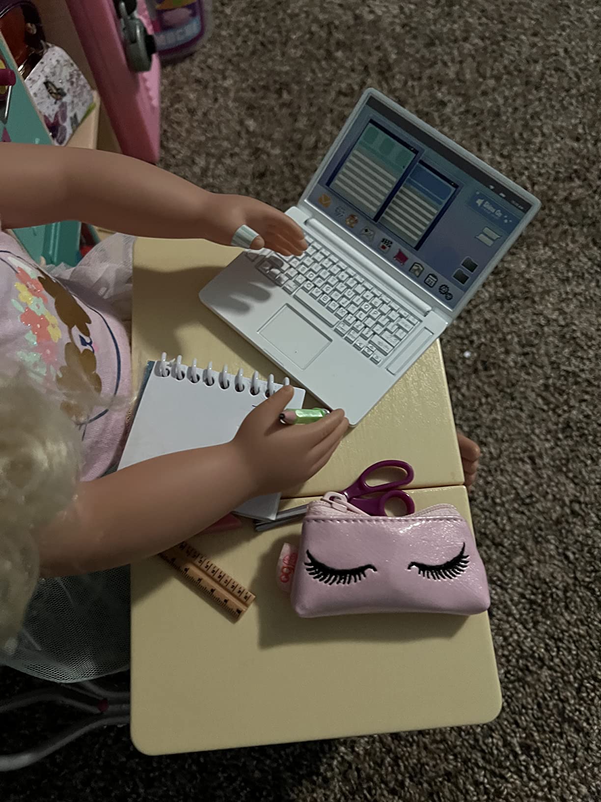 Amazon.com: Metal Computer Laptop w Carrying Bag Made for 18" Dolls ...