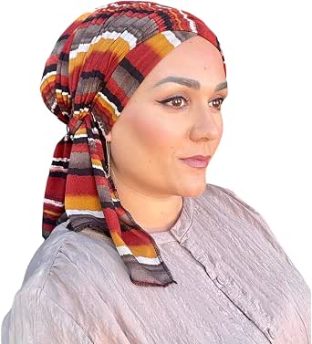 Head Scarf for Women, Striped Delight Headwrap, Rust/Neutral Blend ...