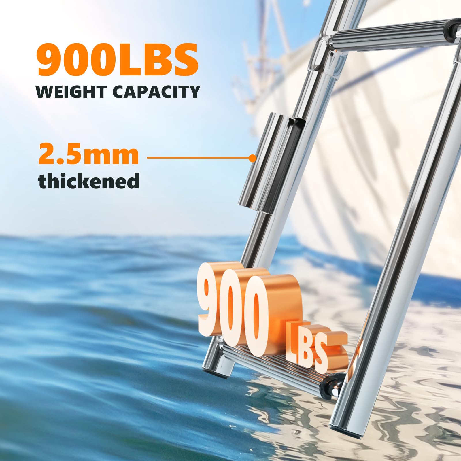 Snapklik.com : LUISLADDERS Boat Ladder 4 Step Folding, Heavy Duty ...