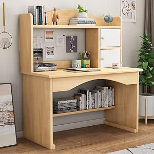 Computer Desk with Storage Shelves,Home Office Desk Study Writing Table ...