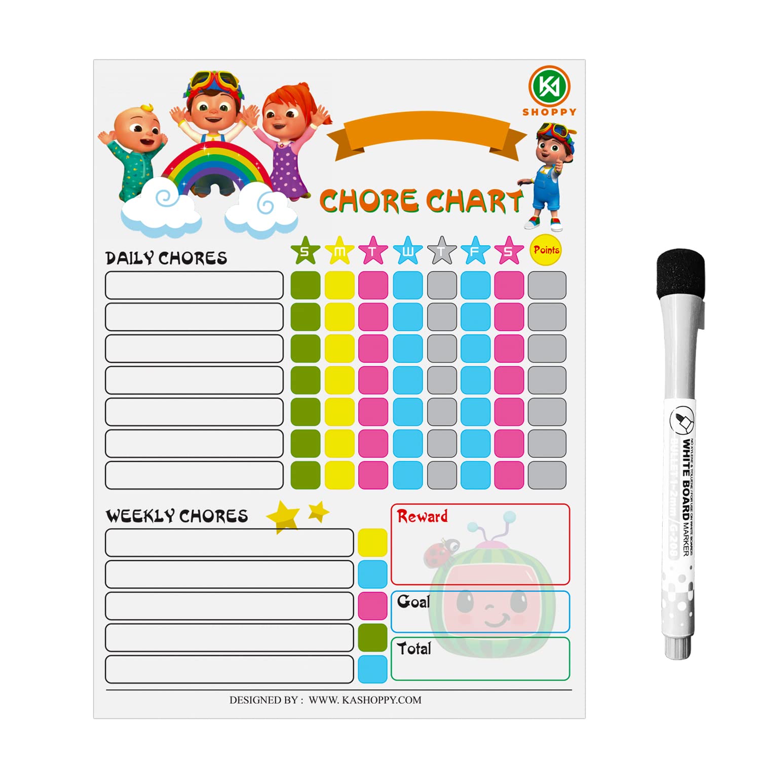 Buy Magnetic Chore Chart – Behaviour Chart for Kids – Reward Chart for ...