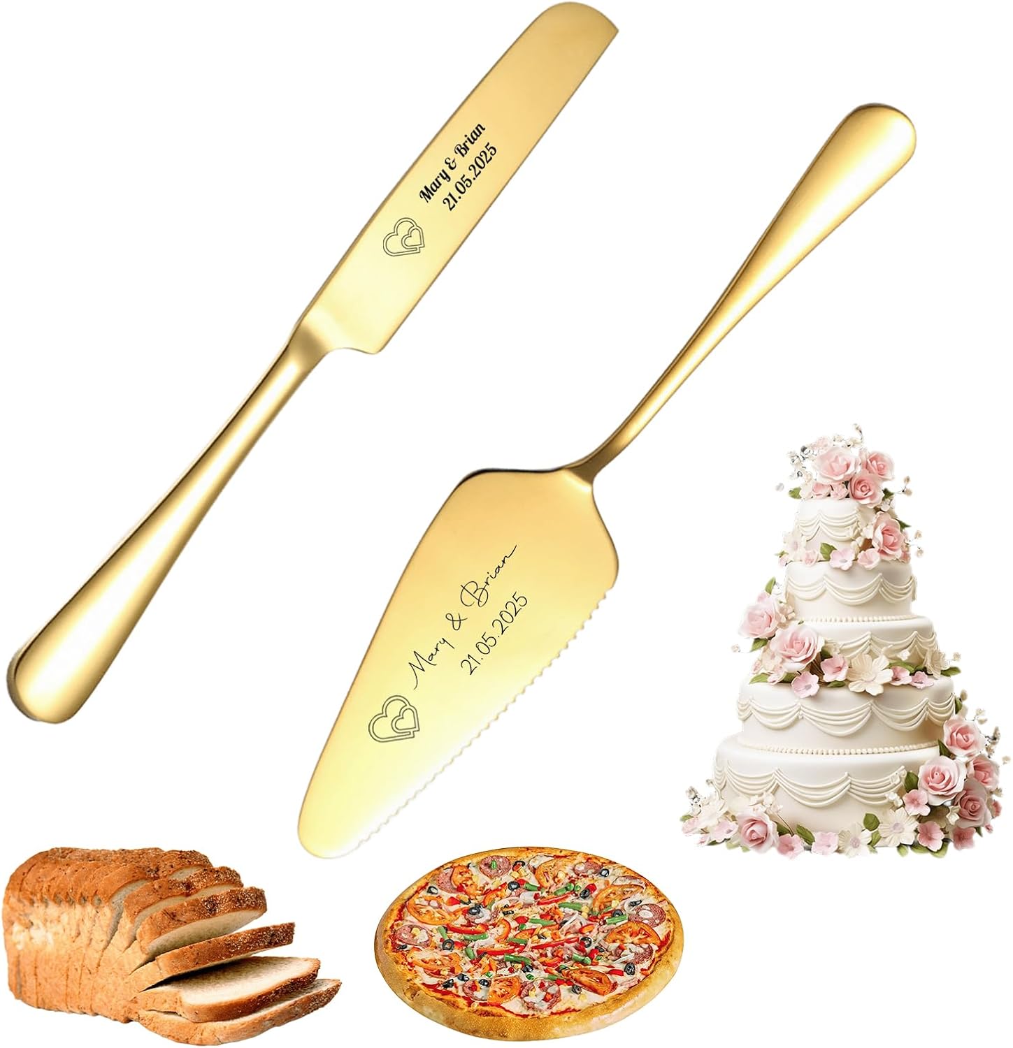 Amazon.com | Personalized Wedding Cake Knife and Server Set, Custom ...