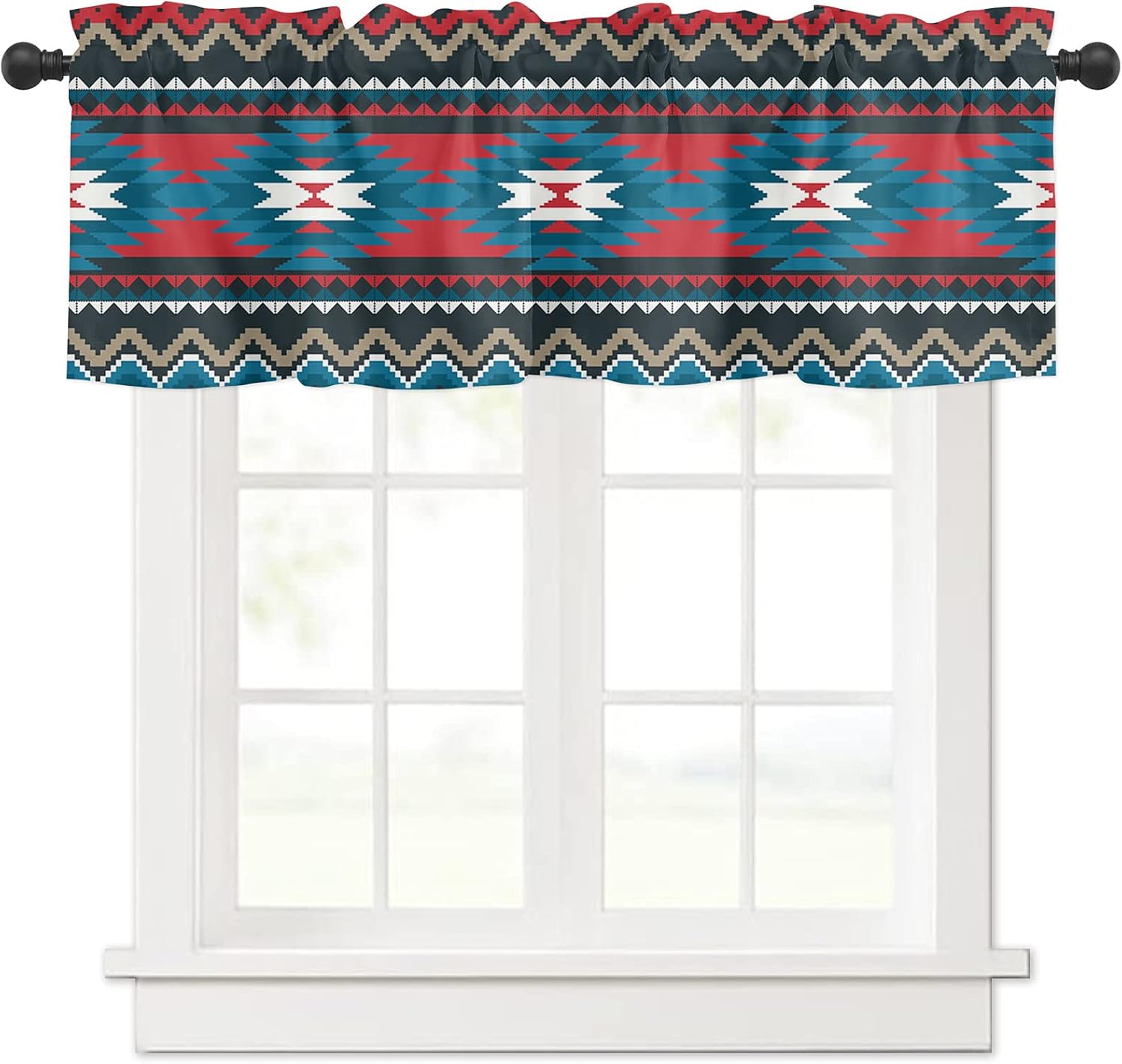 Amazon.com: Valance Curtains for Kitchen Window, Southwestern Aztec ...