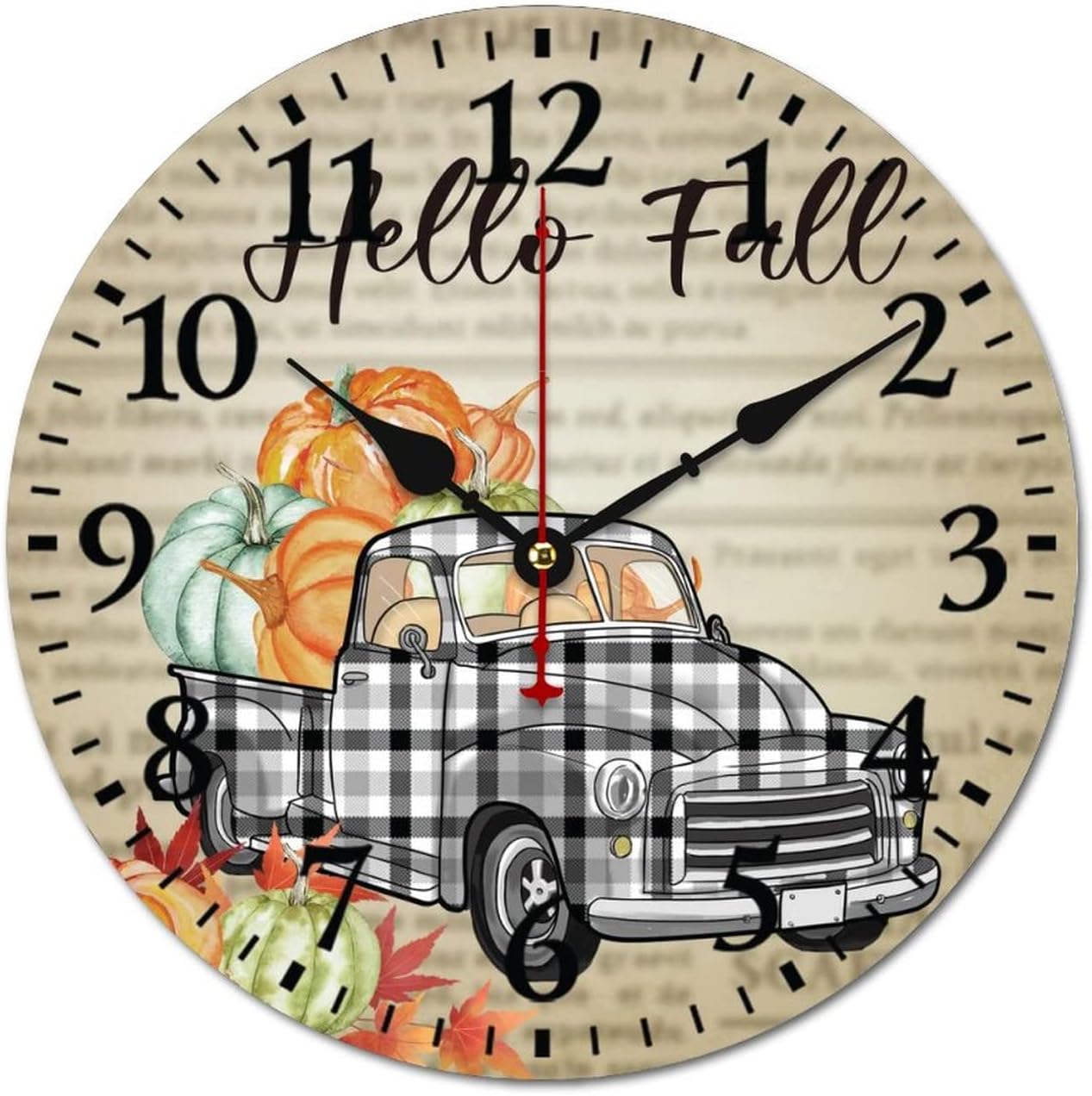 Amazon.com: 12 Inch Wooden Clock Hello Fall Autumn Harvest Thanksgiving ...