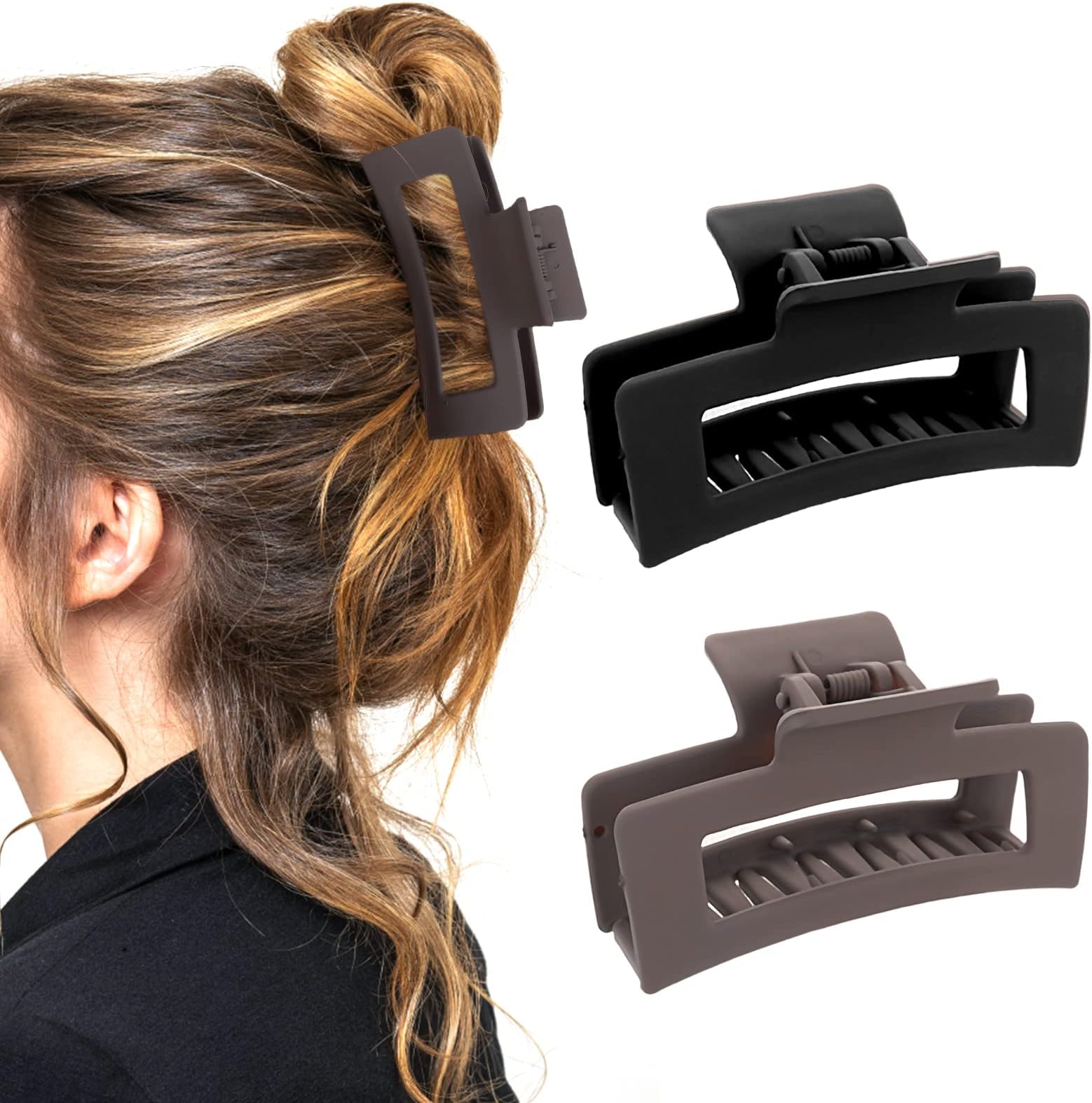 Amazon.com: WLLHYF 2 Pieces Square Claw Clips 3.5 Inch Matte Non-slip ...