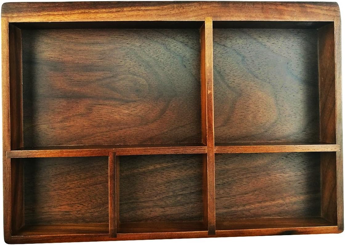 Amazon.com: FUNSUEI 2 PCS Multi Compartment Wooden Tray, Divided Wooden ...