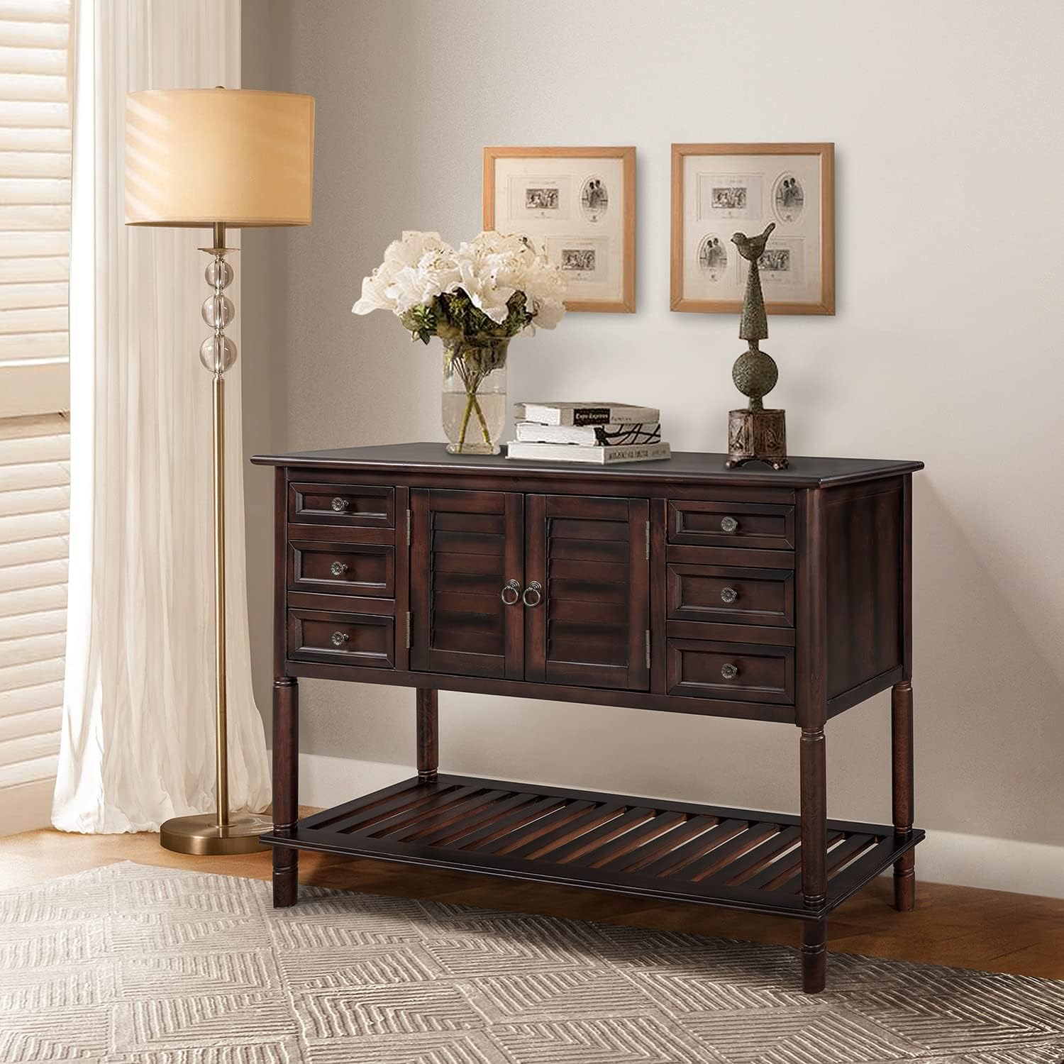 Amazon.com - Knocbel Classic Console Table Buffet Sideboard with 6 ...