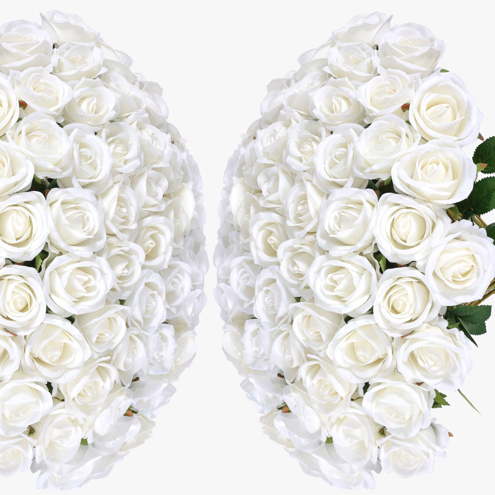 Amazon.com: 50PCS Realistic White Roses Artificial Flowers Bulk, Fake ...