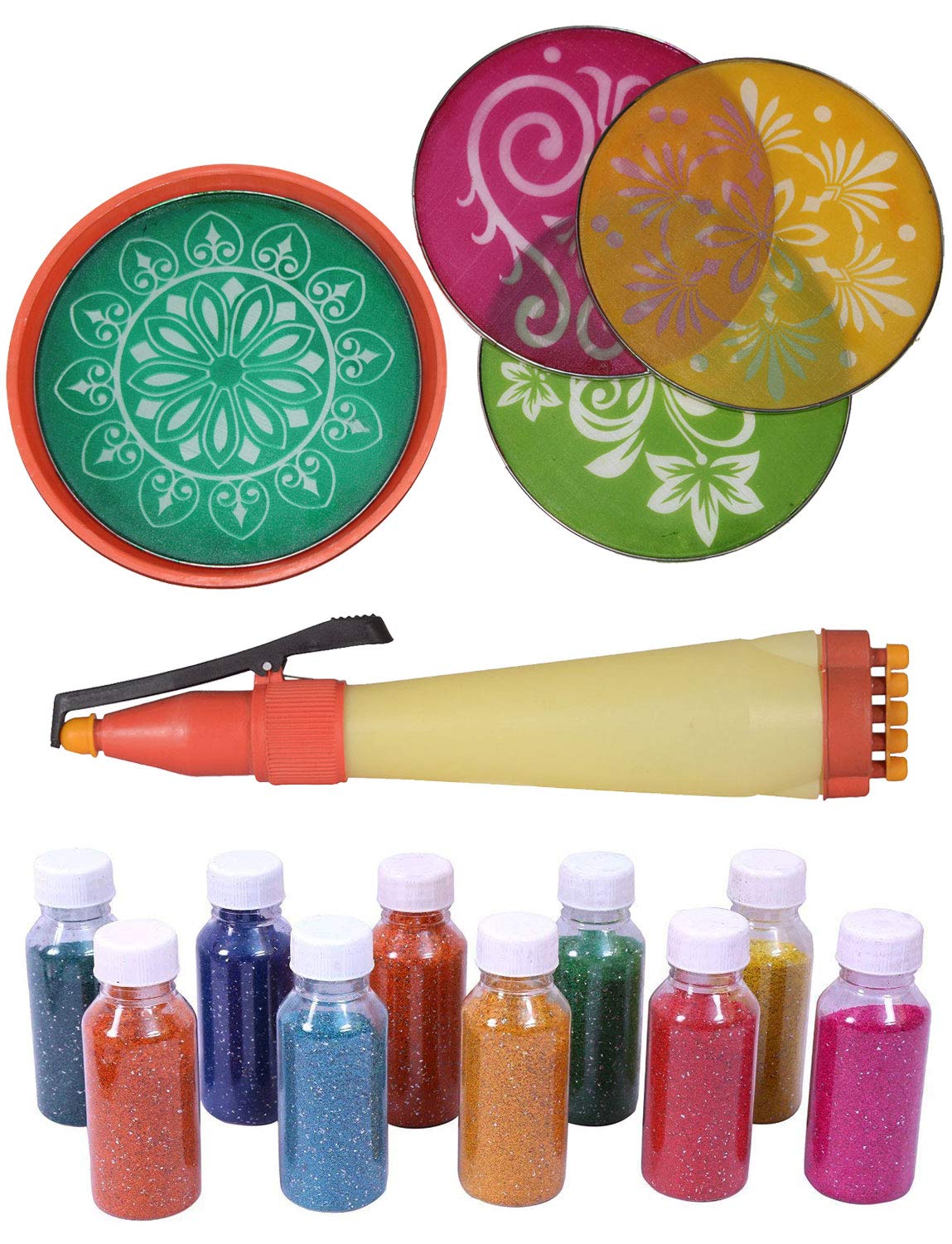 Odishabazaar Rangoli Stencil Floor Art Decor Set of 4 with Outer Ring ...