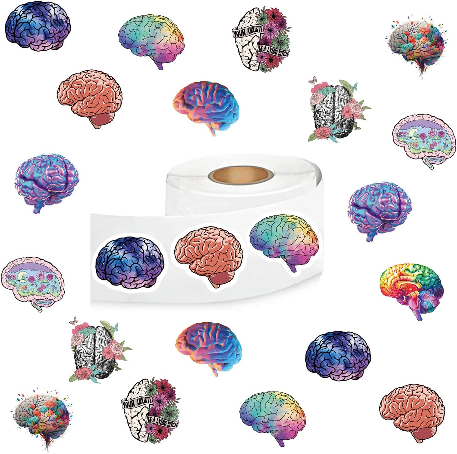 Amazon.com: 500 Pieces（10 Patterns） Brain Mental Health Stickers ...