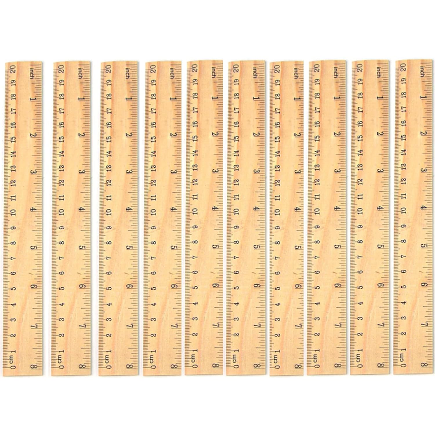 10Pcs Wooden Ruler Teaching Ruler Flat Vintage Student Measuring ...