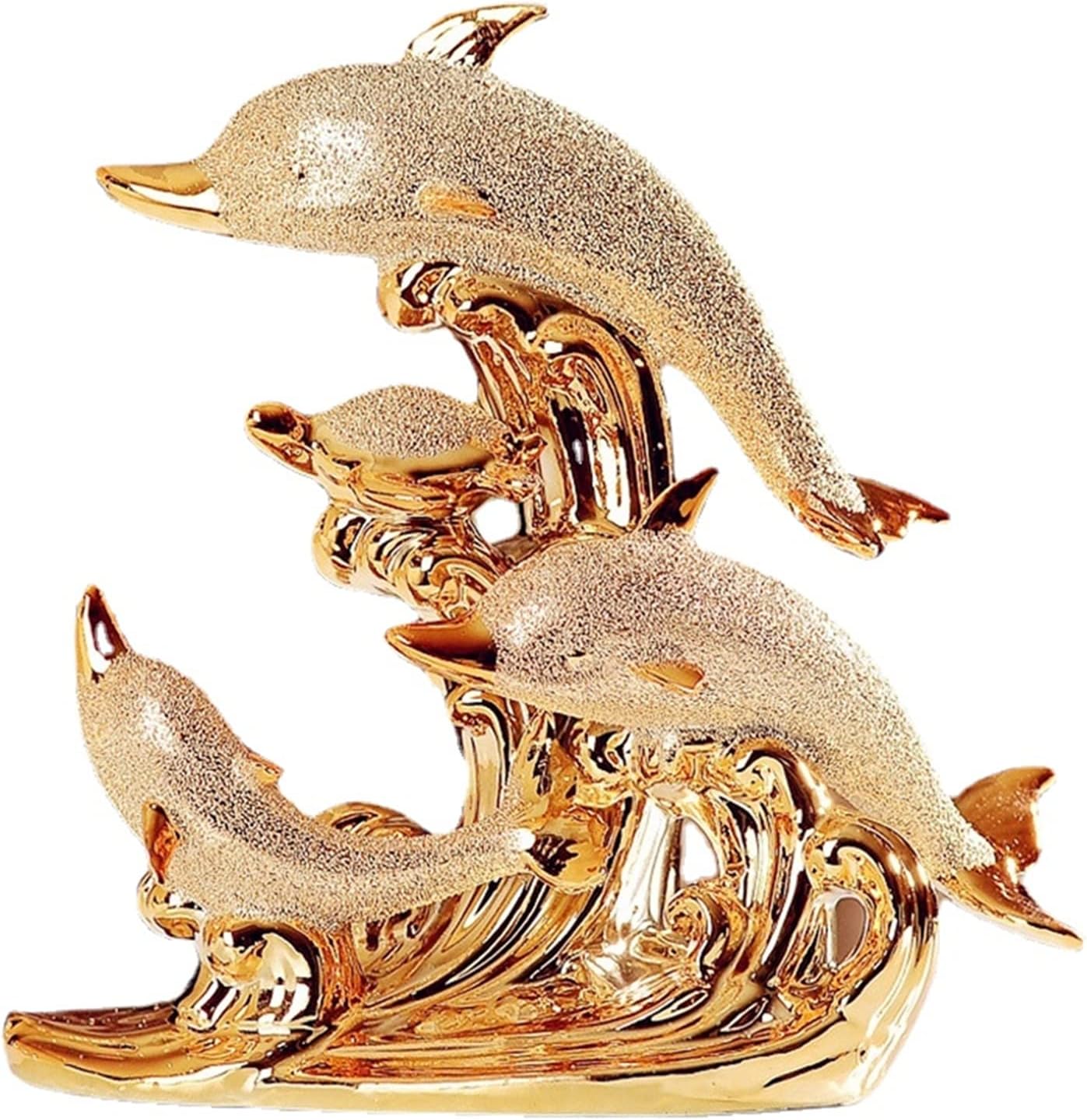 Amazon.com: Two Playing Dolphins Statue - Bronze Finish Figurine : Home ...