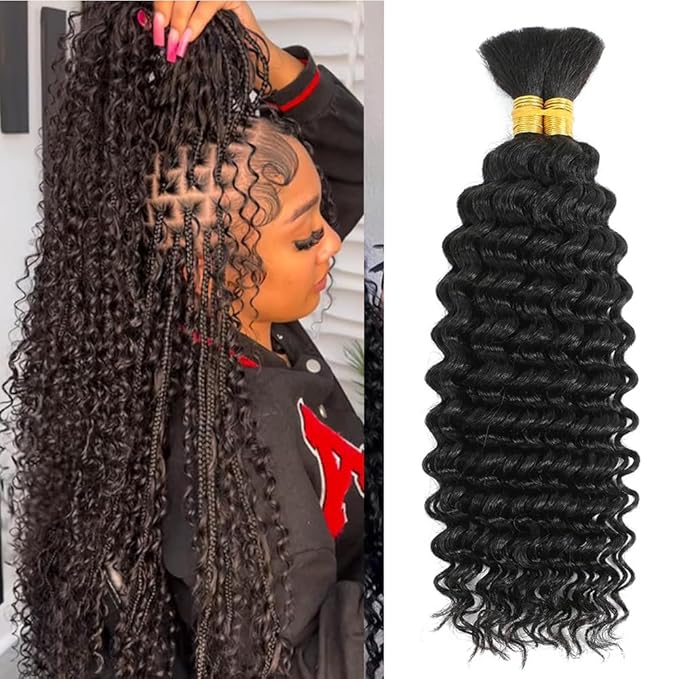 Amazon.com : Cruslheep Human Braiding Hair 20 Inch Deep Wave Bulk Human ...