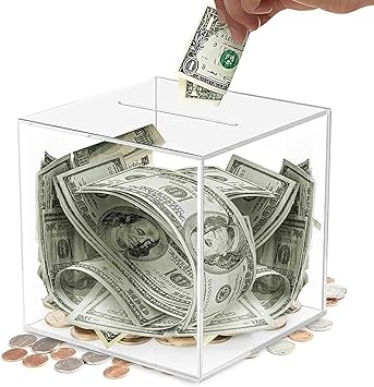 Clear Money Box,Acrylic Clear Piggy Bank Unopenable Savings Box Break ...