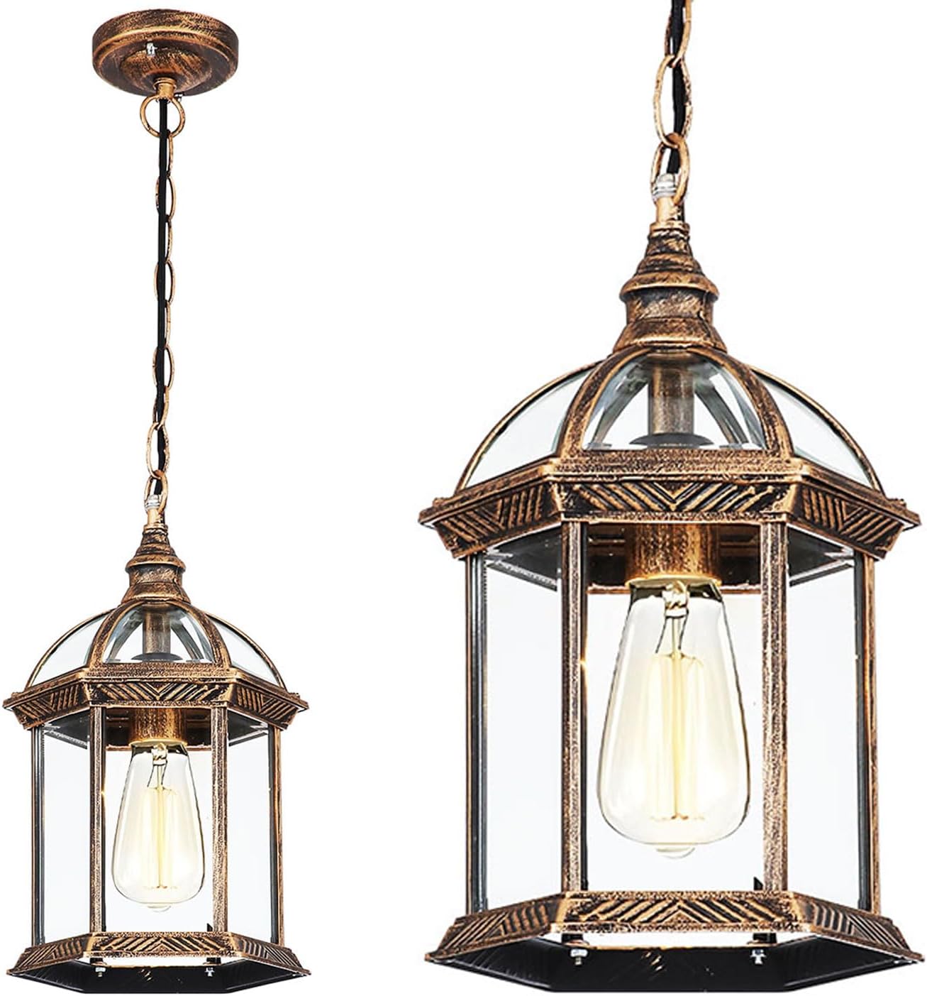 RIIGOOG Outdoor Pendant Lights for Porch, Vintage Bronze Exterior ...
