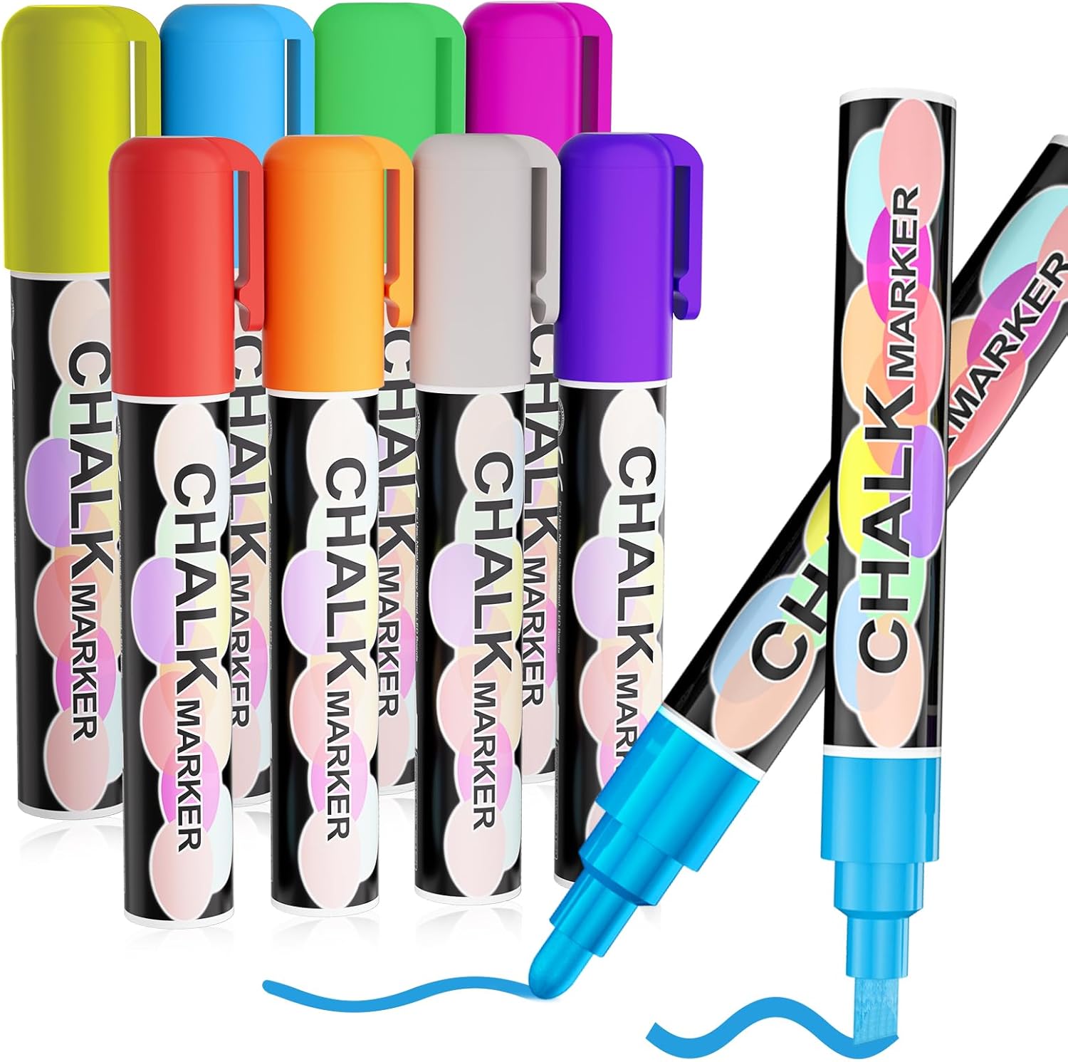Amazon.com : 8 Color Liquid Chalk Window Markers for Car Glass Erasable ...