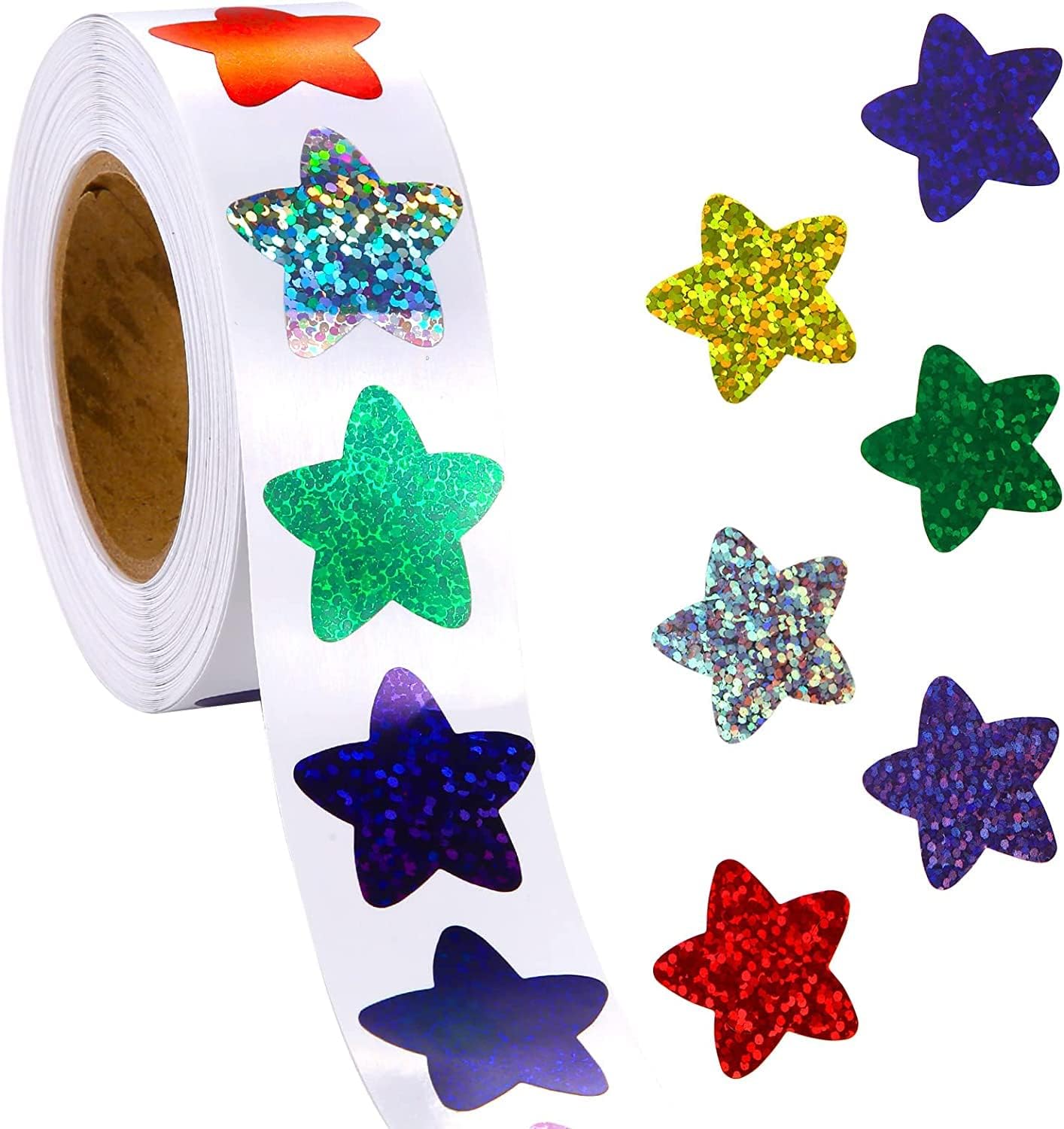 Amazon.com: Hokoad Glitter Star Stickers Seals 1" 500Pcs in 1 Roll for ...