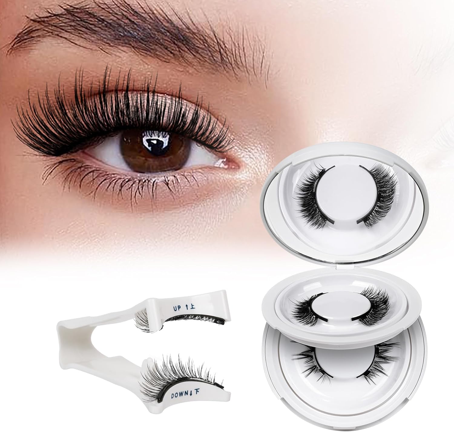 QUEWEL Magnetic Eyelashes Natural Look, 2 pairs 3D Reusable Magnetic ...