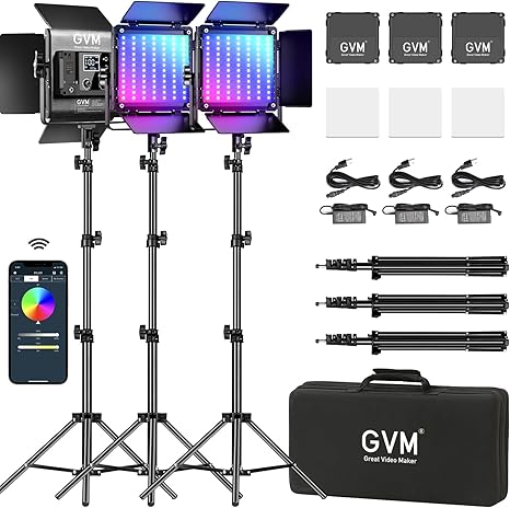 GVM RGB LED Video Lighting Kit, 800D Studio Video Lights with APP ...