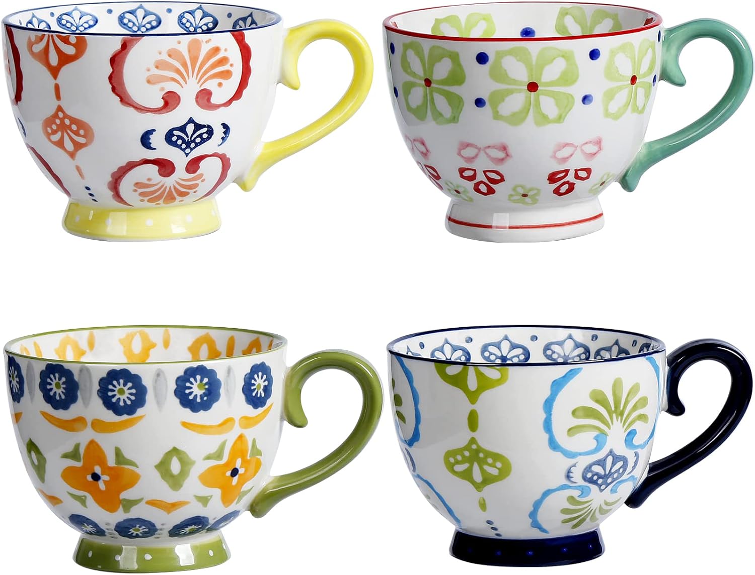 Greentainer Vintage Ceramic Mugs Set, Retro Porcelain Coffee Cups with ...