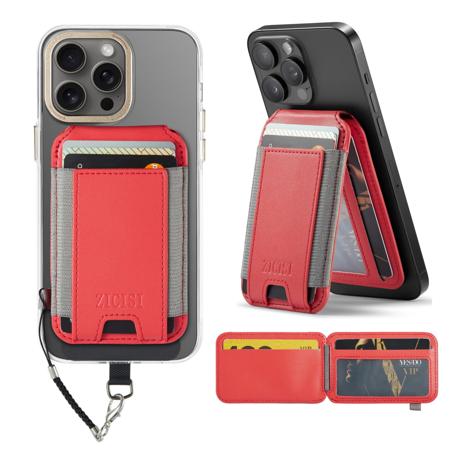 Amazon.com: ZICISI for iPhone Leather Wallet Compatible with Magsafe ...