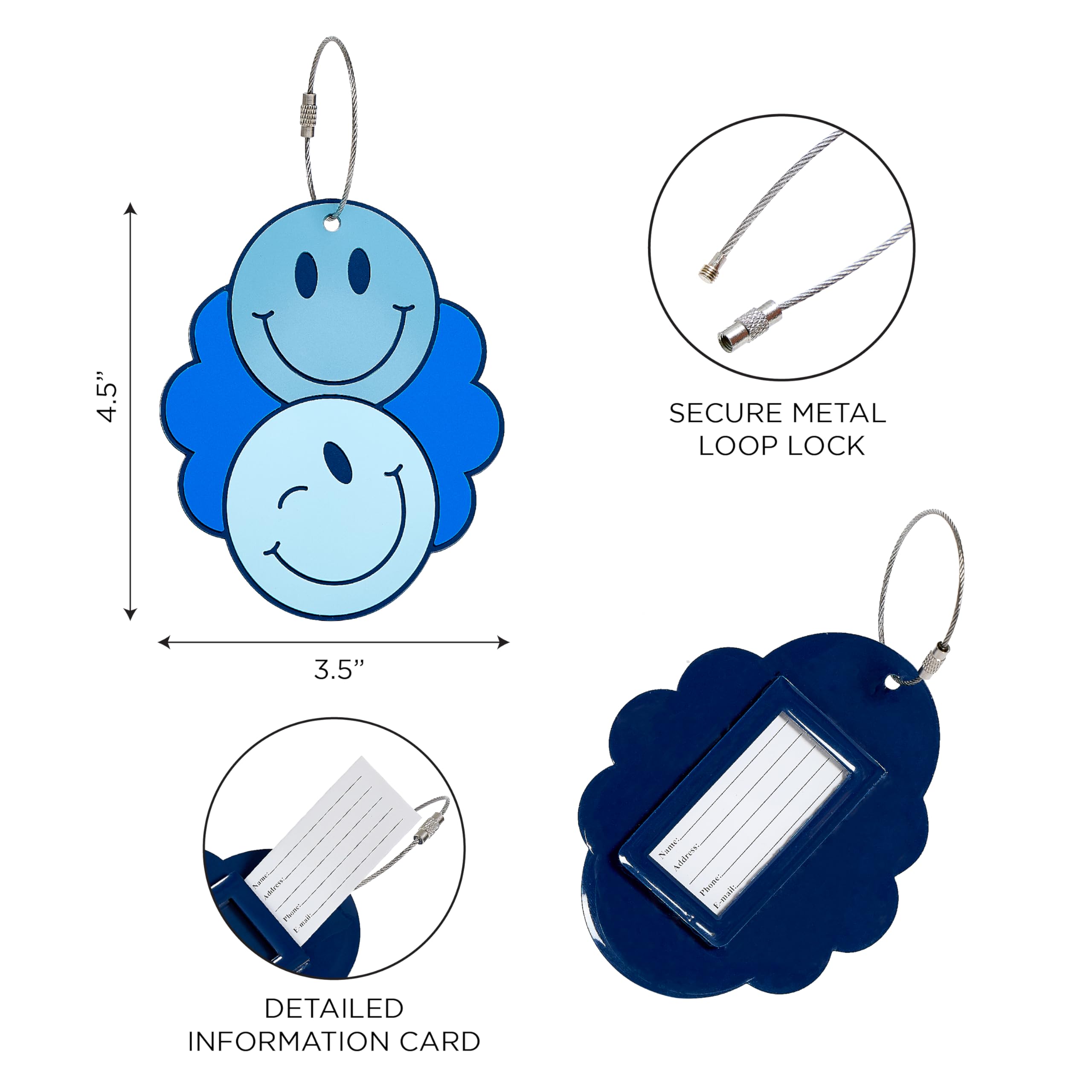 Snapklik.com : Dwell Studio Smiley Faces Luggage Tags - Vibrant Set Of Four