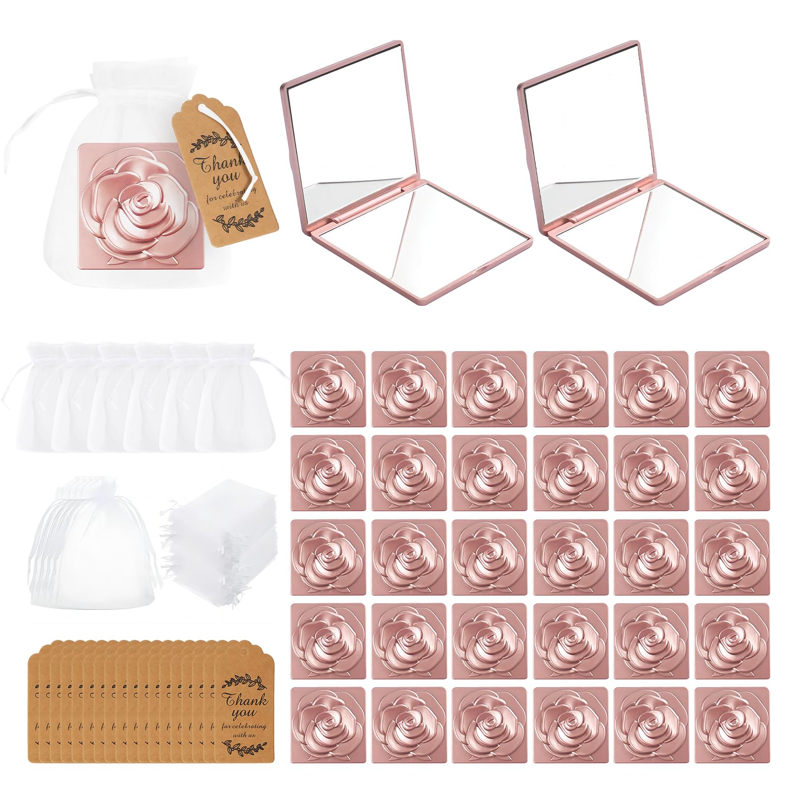 Snapklik.com : JACYUIG 30 Set Rose Compact Mirror Bulk Wedding Favors ...