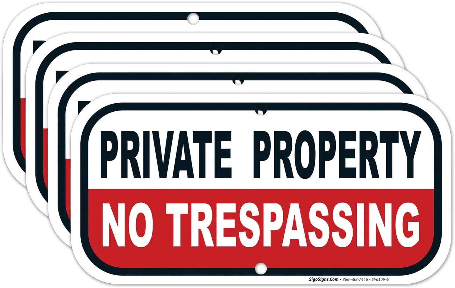 Amazon.com: Sigo Signs - No Trespassing Private Property Sign, Red ...