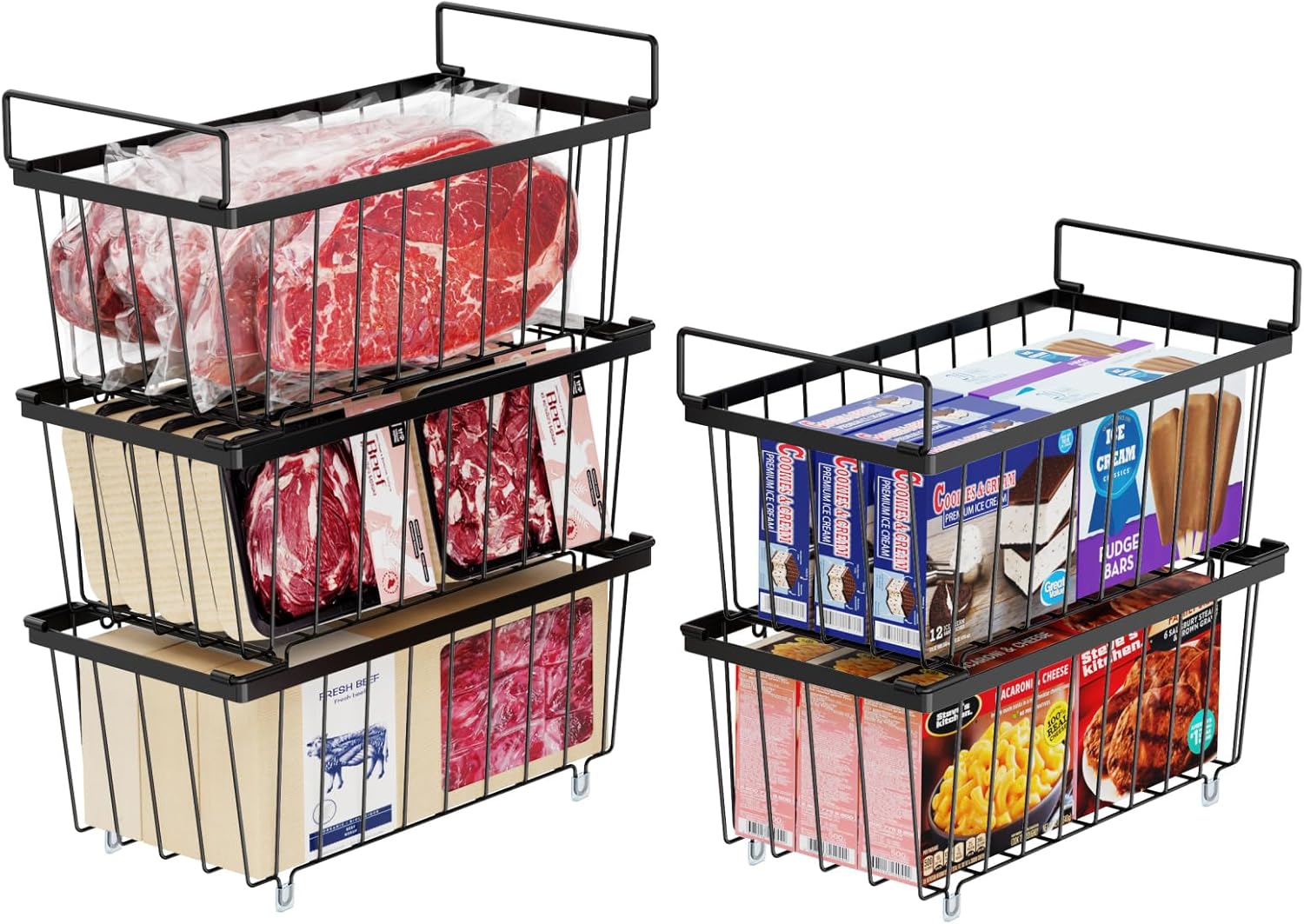 iSPECLE Chest Freezer Baskets - 5 Pack Stackable Organiser for 198L ...