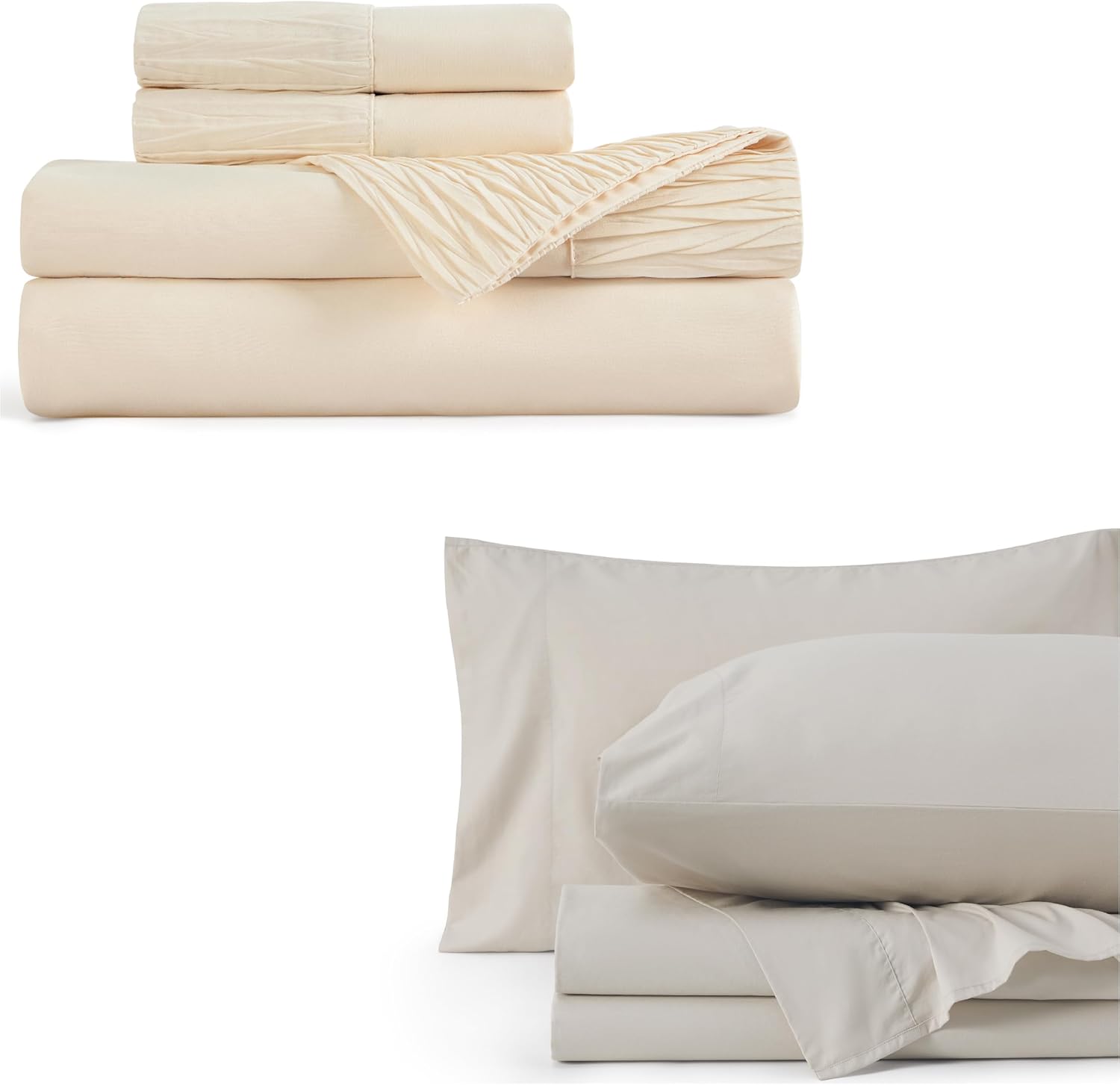 Amazon.com: Bedsure Queen Sheet Set Bundle 100% Cotton Sheets Queen ...