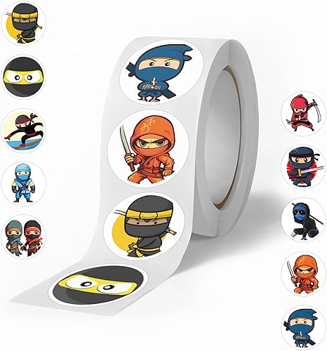 Amazon.com: 500 Pcs Ninjas Sticker, Cartoon Ninja Roll Sticker Label ...