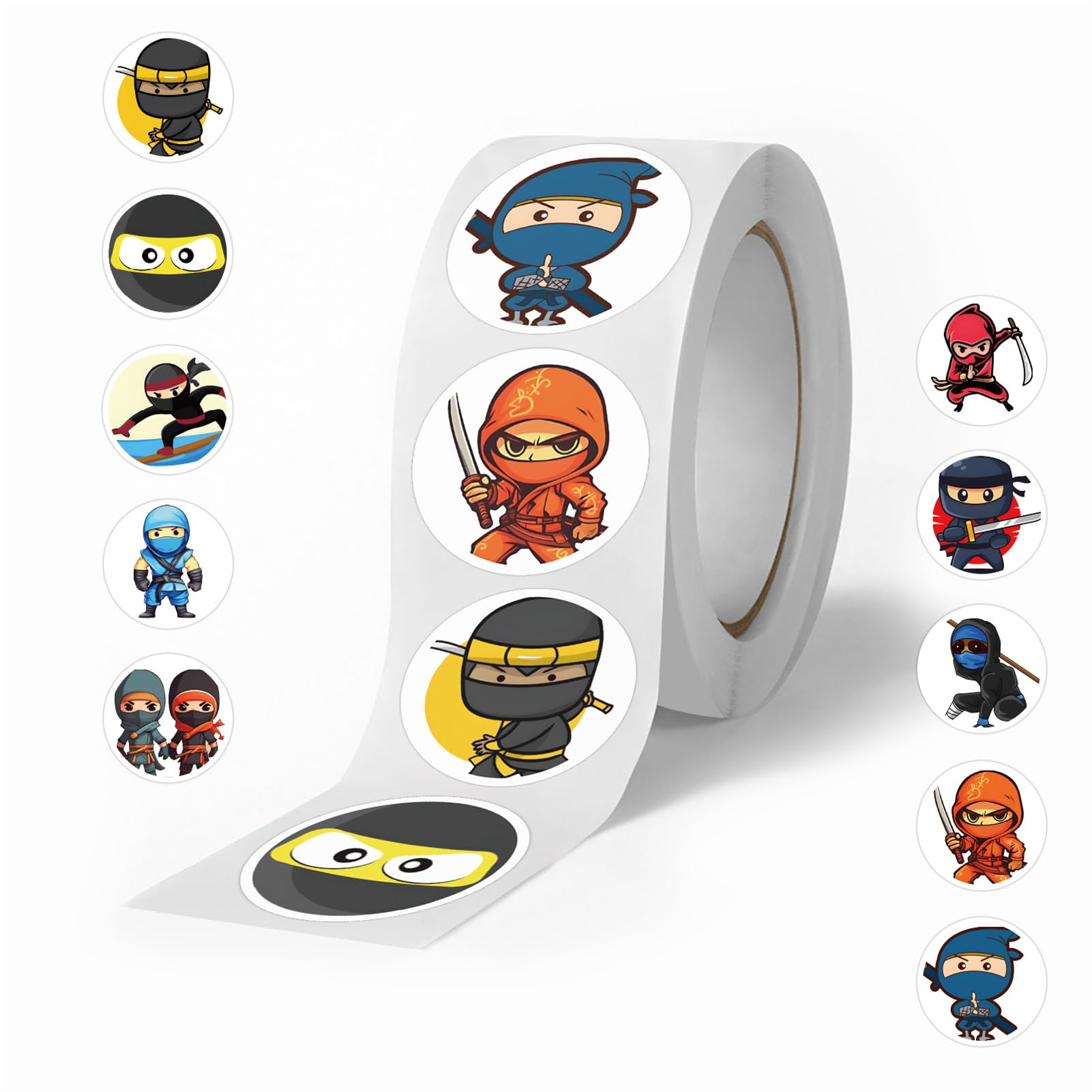 Amazon.com: 500 Pcs Ninjas Sticker, Cartoon Ninja Roll Sticker Label ...