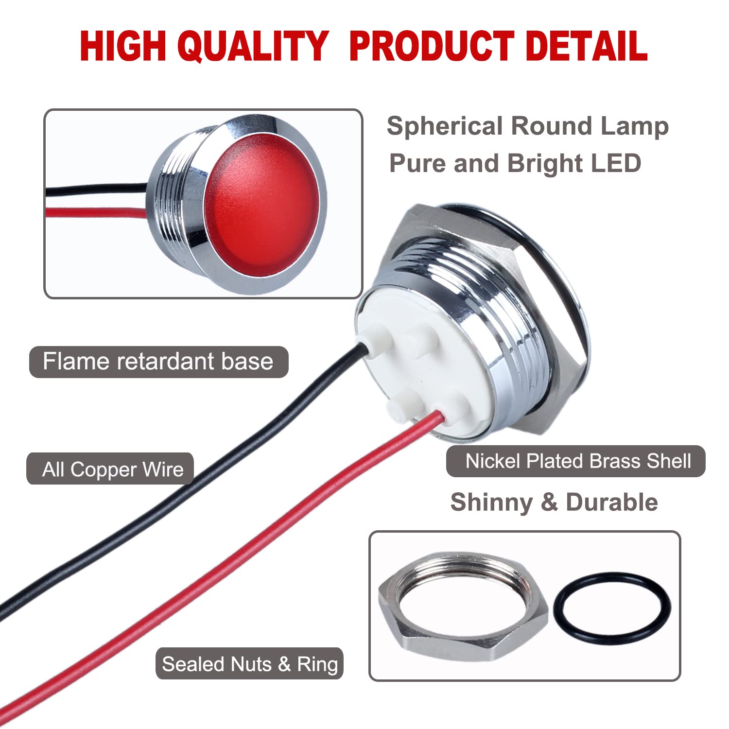 Snapklik.com : DMWD 2Pcs 19mm 12V-24V 20mA Metal Energy Saving LED ...