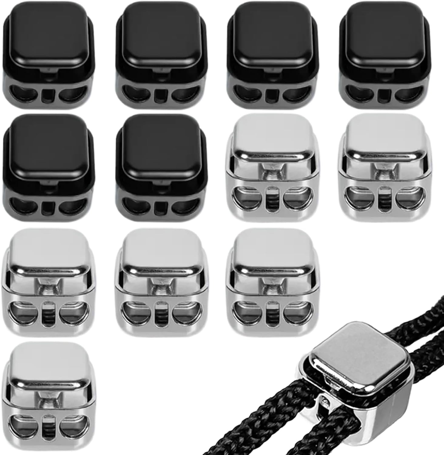 Amazon.com: MCSDFN 12 Pcs Cord Locks for Drawstrings, Double Hole Metal ...