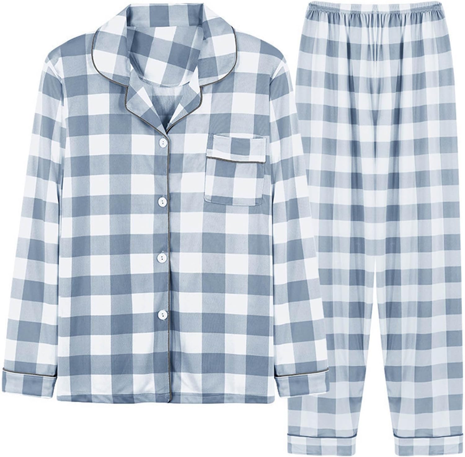 Conjunto de pijama a juego para mujer 2024 con botones, manga larga ...