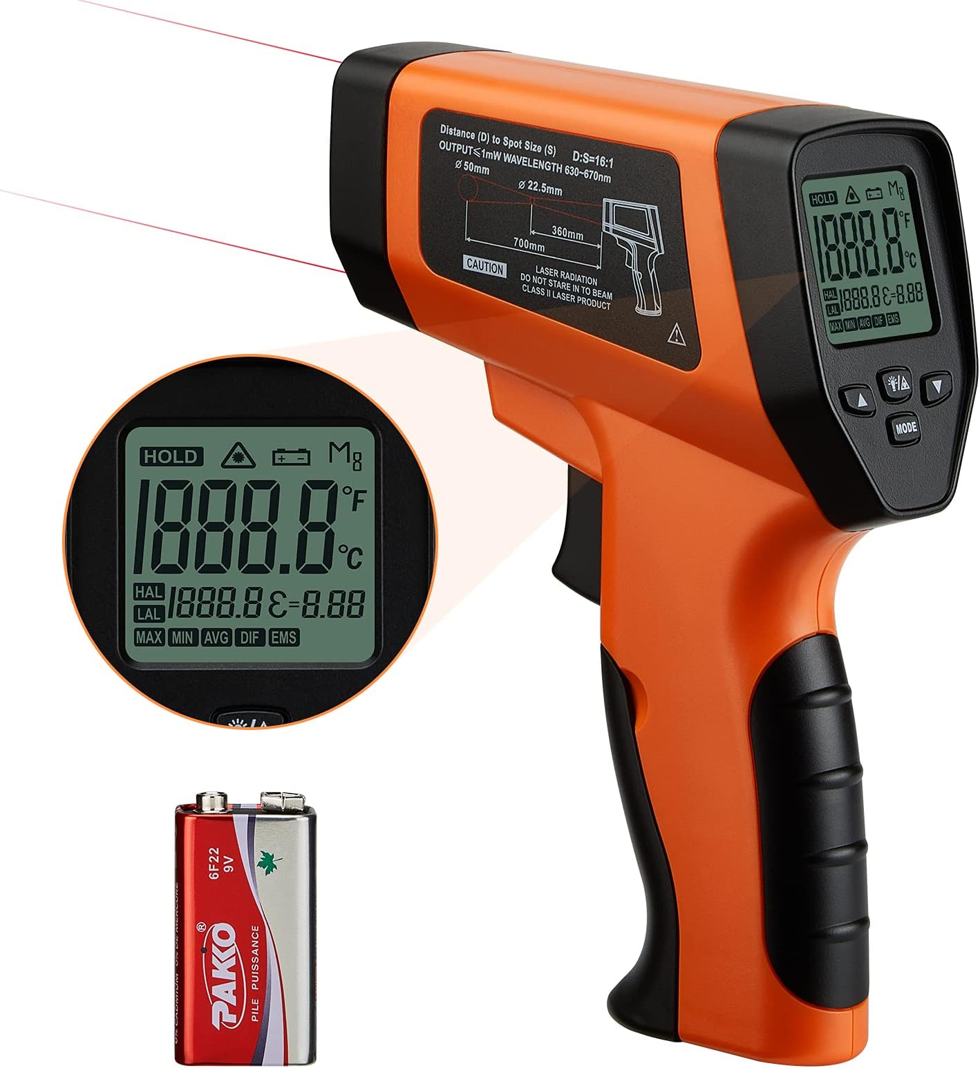 Inkbird Infrared Thermometer Multipurpose Temperature Gun -50℃ to 750 ...