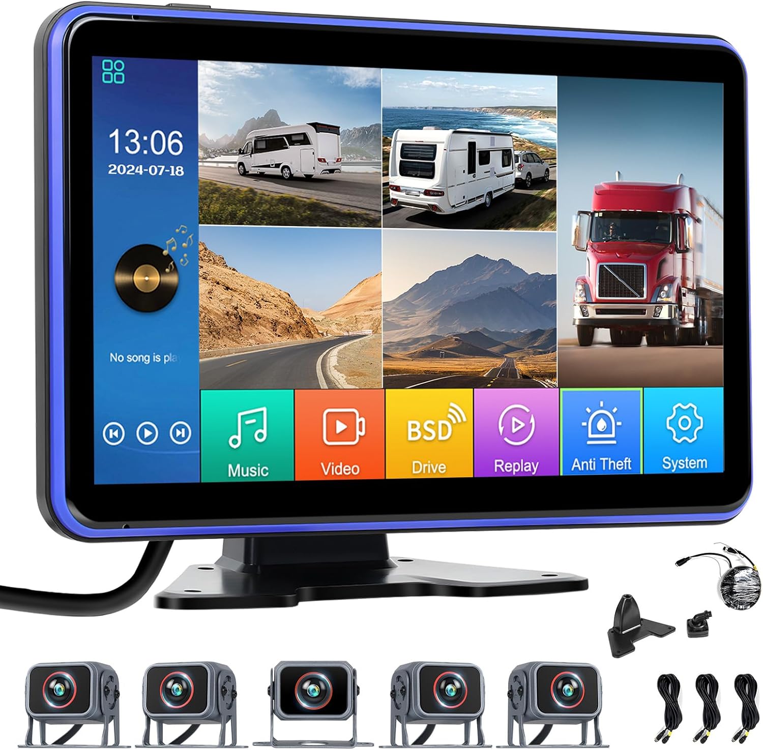 Amazon.com: 5 Channels RV Backup Camera System,10.1" IPS Quad Split ...