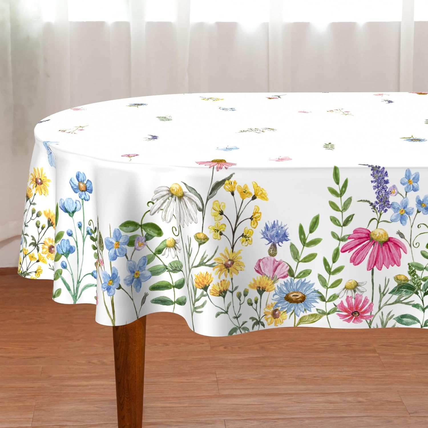 Amazon.com: Spring Tablecloth 60x84 Inch Oval, Wild Flowers Seasonal ...